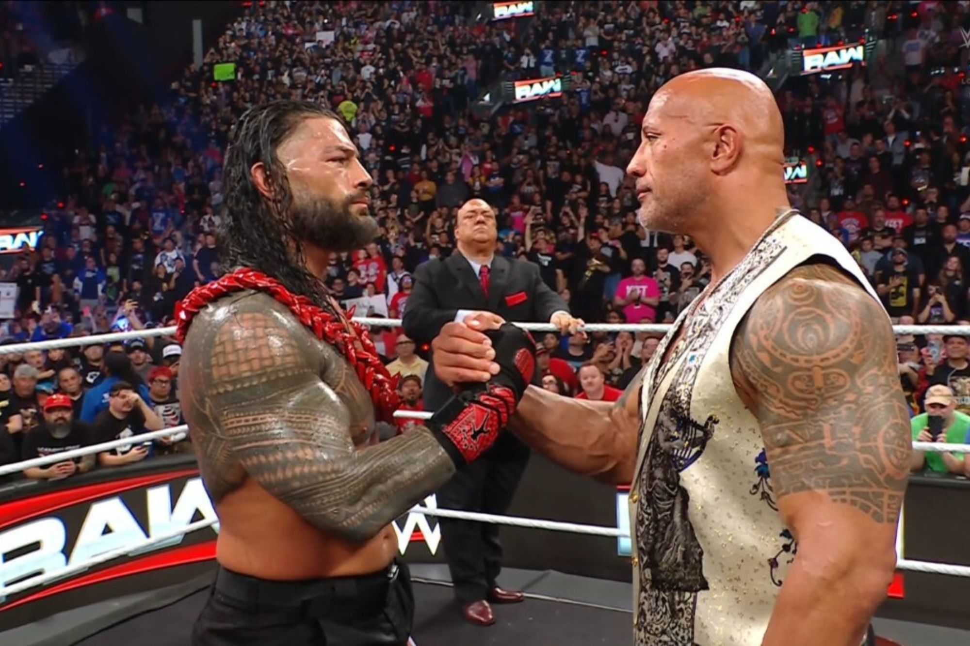The Rock acknowledges Roman Reigns on WWE Netflix debut
